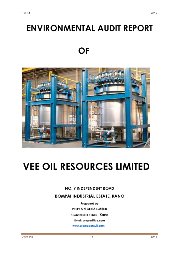 (PDF) ENVIRONMENTAL AUDIT REPORT OF VEE OIL RESOURCES LIMITED BOMPAI ...