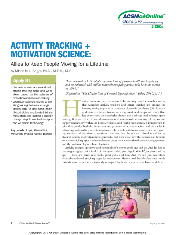 (PDF) ACTIVITY TRACKING + MOTIVATION SCIENCE: Allies to Keep People ...