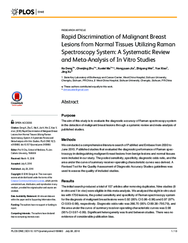 (PDF) Rapid Discrimination of Malignant Breast Lesions from Normal ...