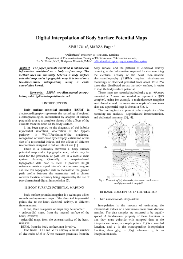 Pdf Digital Interpolation Of Body Surface Potential Maps