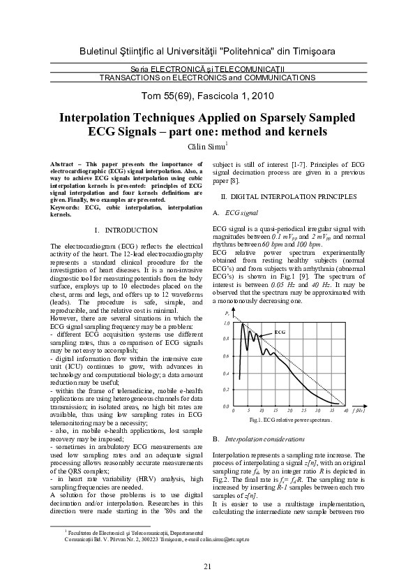 (PDF) Interpolation Techniques Applied on Sparsely Sampled ECG Signals – part one: method and ...