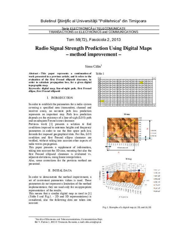 (PDF) Radio Signal Strength Prediction Using Digital Maps – method ...