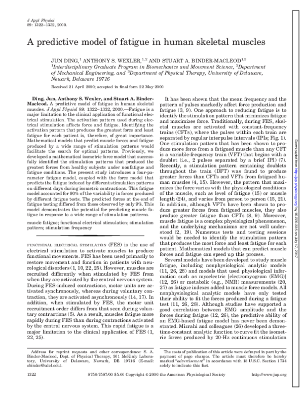 (PDF) A predictive model of fatigue in human skeletal muscle