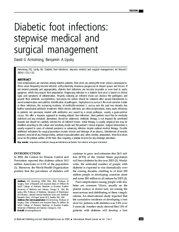 (PDF) Diabetic foot infections: stepwise medical and surgical management