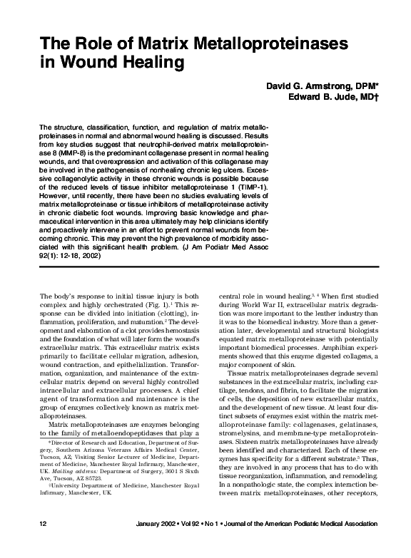 (PDF) The role of matrix metalloproteinases in wound healing