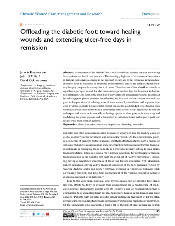 (PDF) The Diabetic Foot In Remission Offloading Boghossian Miller Armstrong
