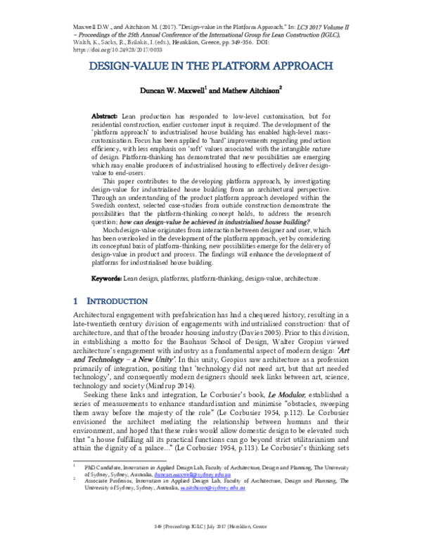 (PDF) Design-Value in the Platform Approach