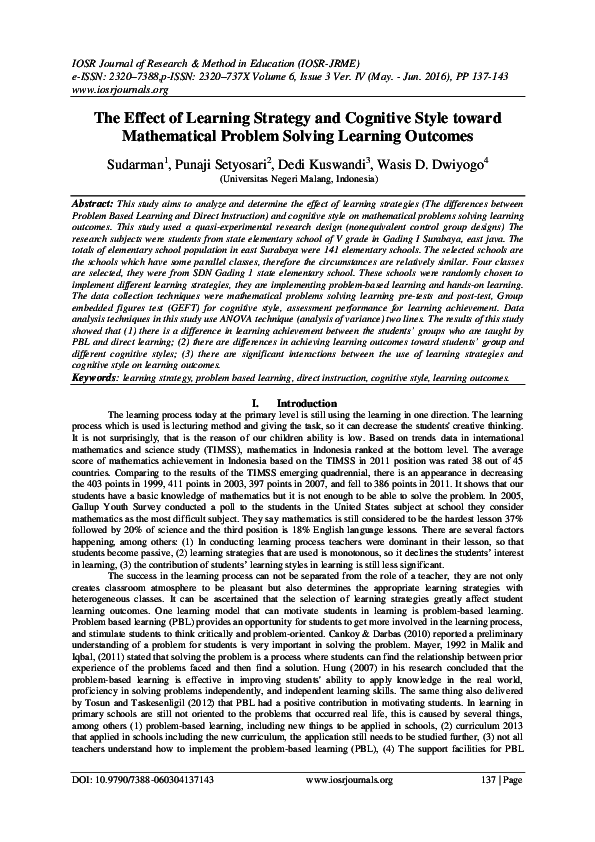(PDF) The Effect of Learning Strategy and Cognitive Style toward ...