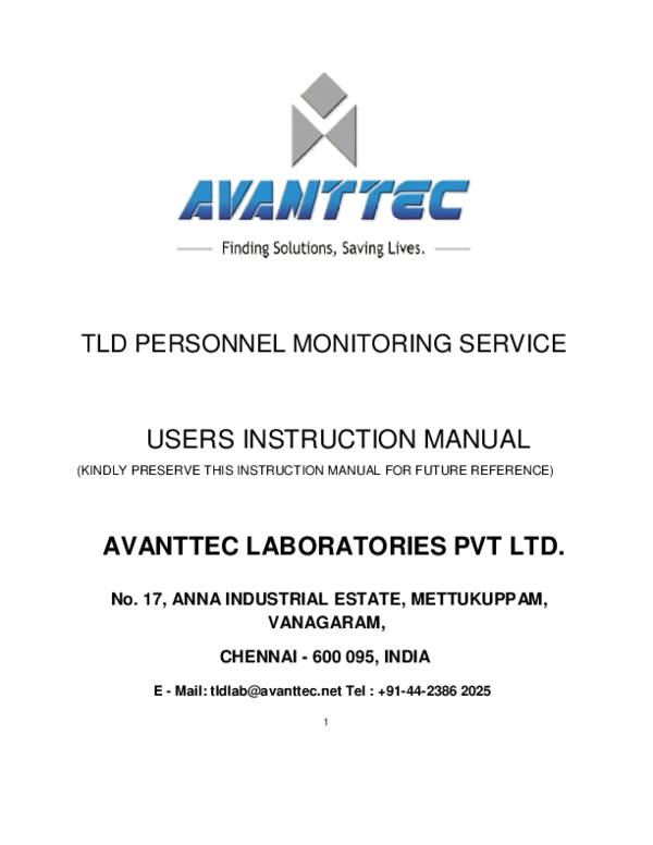 (PDF) TLD PERSONNEL MONITORING SERVICE USERS INSTRUCTION MANUAL (KINDLY ...