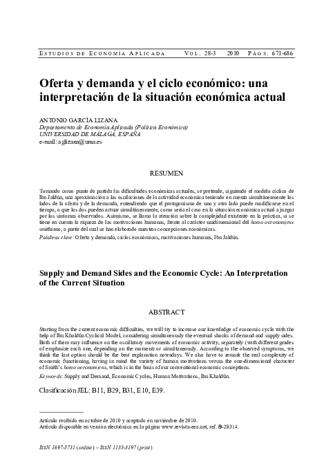 (PDF) Oferta y demanda y el ciclo económico: una interpretación de la ...