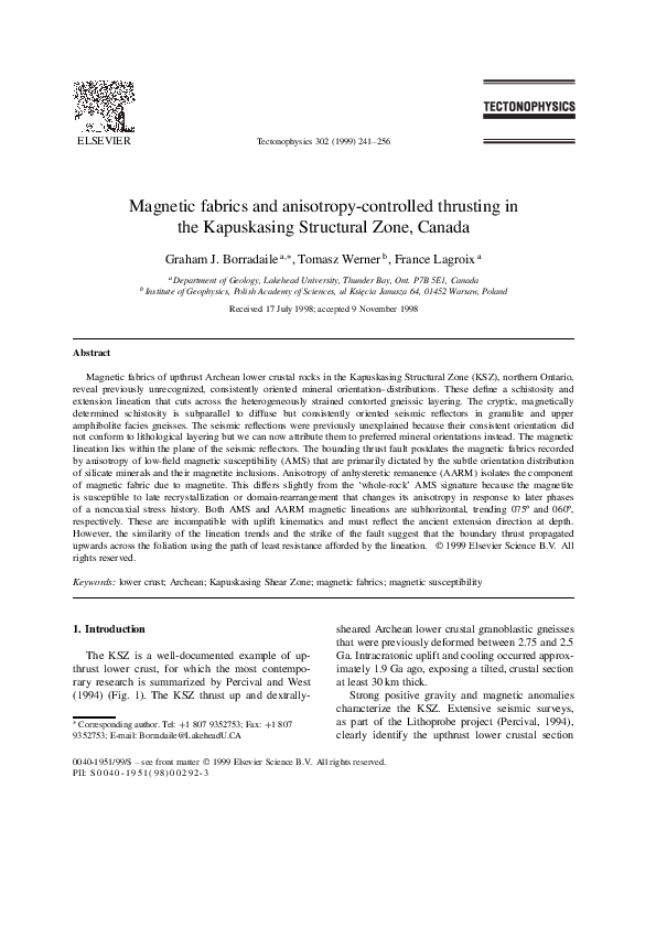 (PDF) Magnetic fabrics and anisotropy-controlled thrusting in the ...