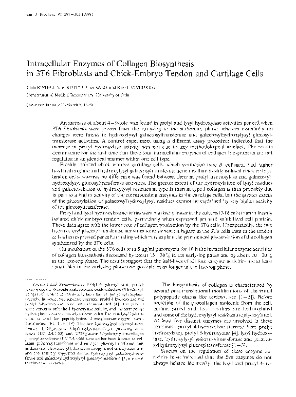 (PDF) Intracellular Enzymes of Collagen Biosynthesis in 3T6 Fibroblasts ...