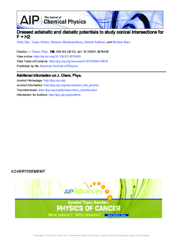 (PDF) Dressed adiabatic and diabatic potentials to study conical ...
