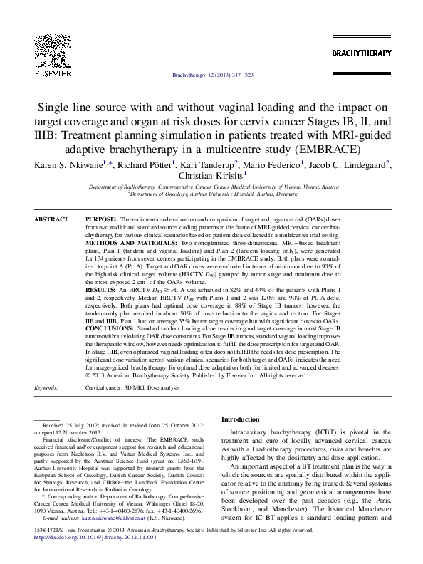 (PDF) Impact of Loading Techniques on Brachytherapy Dosage in Cervix Cancer