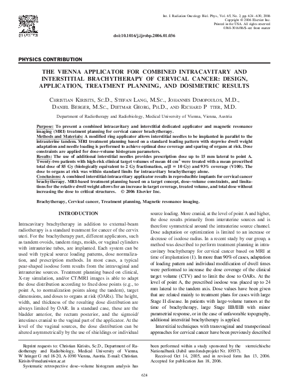 (PDF) The Vienna applicator for combined intracavitary and interstitial ...