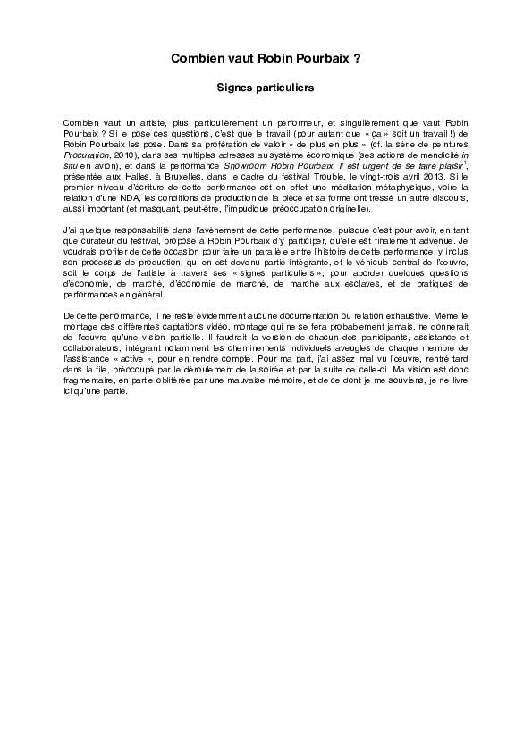 (PDF) Combien vaut Robin Pourbaix ? Signes particuliers