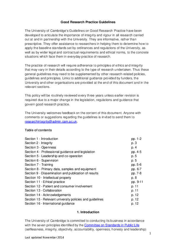 (PDF) Good Research Practice Guidelines