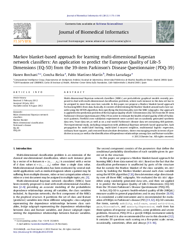 Pdf Markov Blanket Based Approach For Learning Multi Dimensional