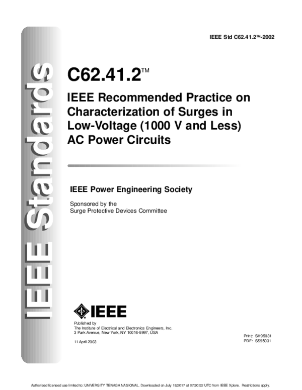(PDF) IEEE Recommended Practice on Characterization of Surges in Low ...