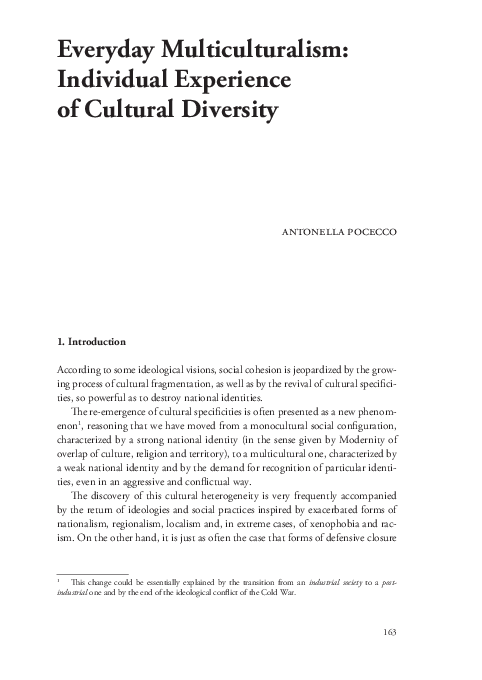 (PDF) Everyday Multiculturalism: Individual Experience of Cultural Diversity