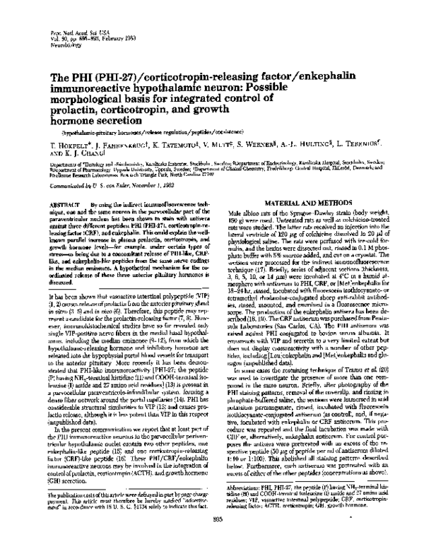 (PDF) The PHI (PHI-27)/corticotropin-releasing factor/enkephalin ...