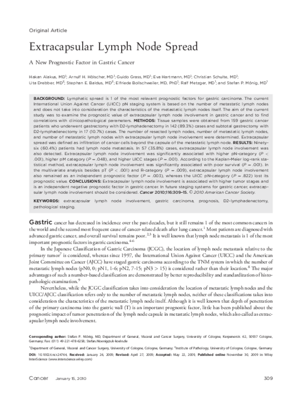 (PDF) Extracapsular lymph node spread | Elfriede Bollschweiler - Academia.edu