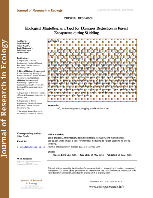 (PDF) Ecological Modelling as a Tool for Damages Reduction in Forest ...