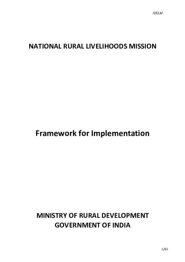 (PDF) NATIONAL RURAL LIVELIHOODS MISSION Framework for Implementation ...