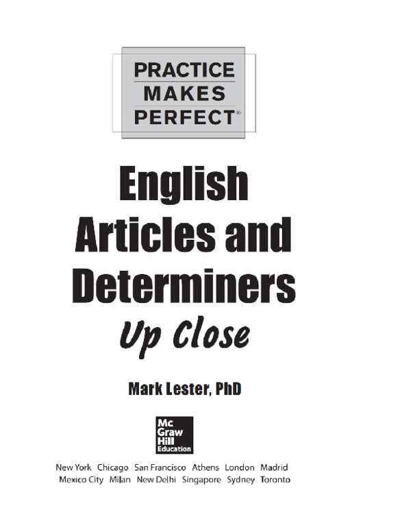 (PDF) English Articles And Determiners