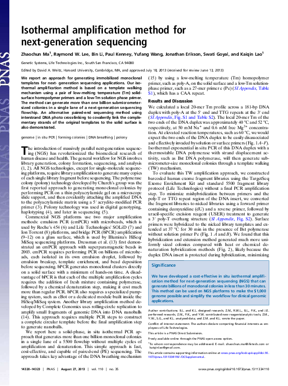 (PDF) Isothermal amplification method for next-generation sequencing