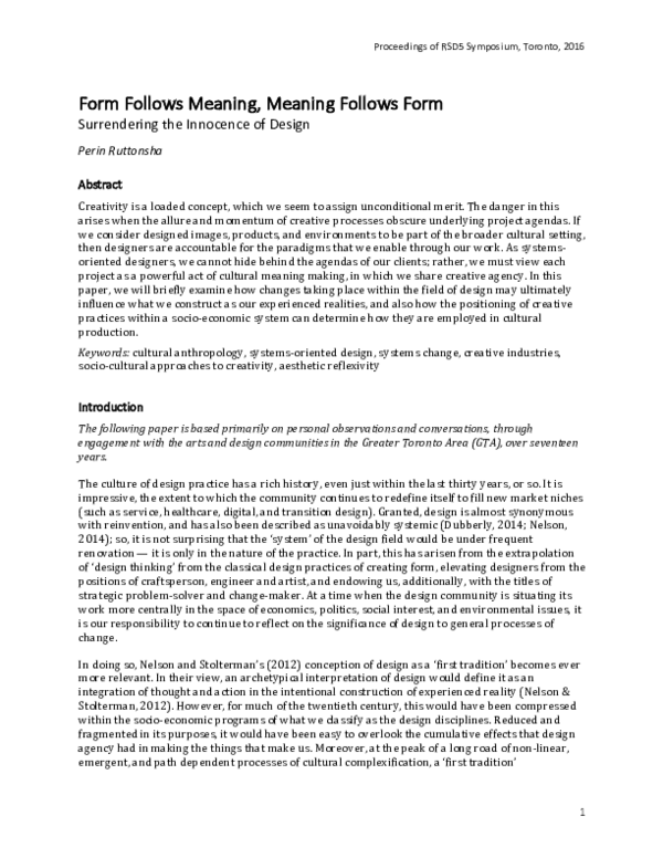 (PDF) Form follows meaning, meaning follows form: Surrendering the ...