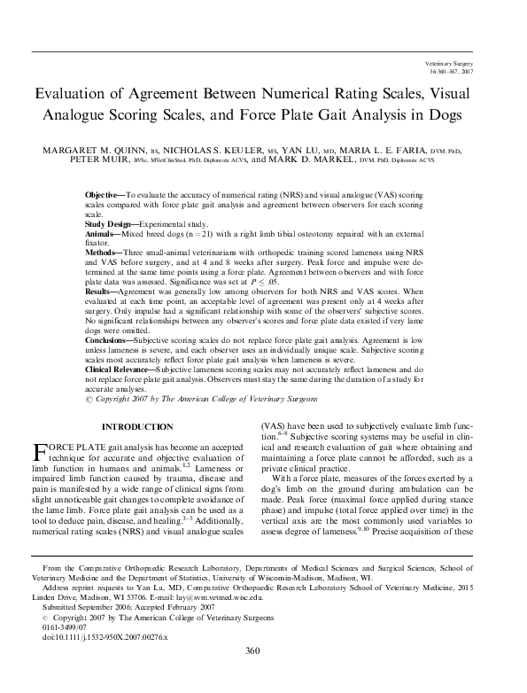 (PDF) Evaluation of Agreement Between Numerical Rating Scales, Visual ...