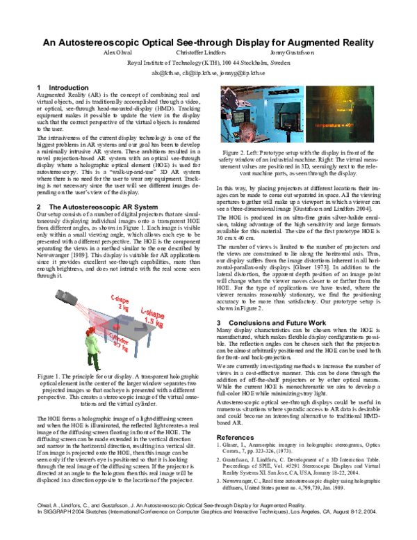 (PDF) An autostereoscopic optical see-through display for augmented reality | Alex Olwal ...