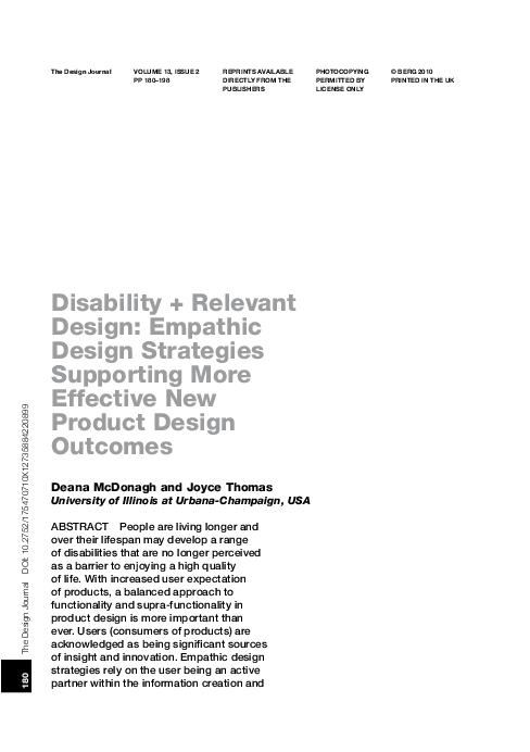 (PDF) Disability + Relevant Design: Empathic Design Strategies ...