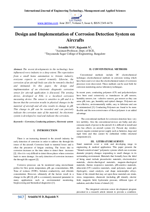 (PDF) Design and Implementation of Corrosion Detection System on Aircrafts