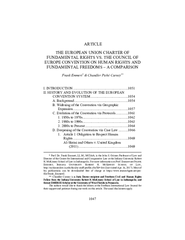 (PDF) The European Union Charter of Fundamental Rights vs. the Council ...