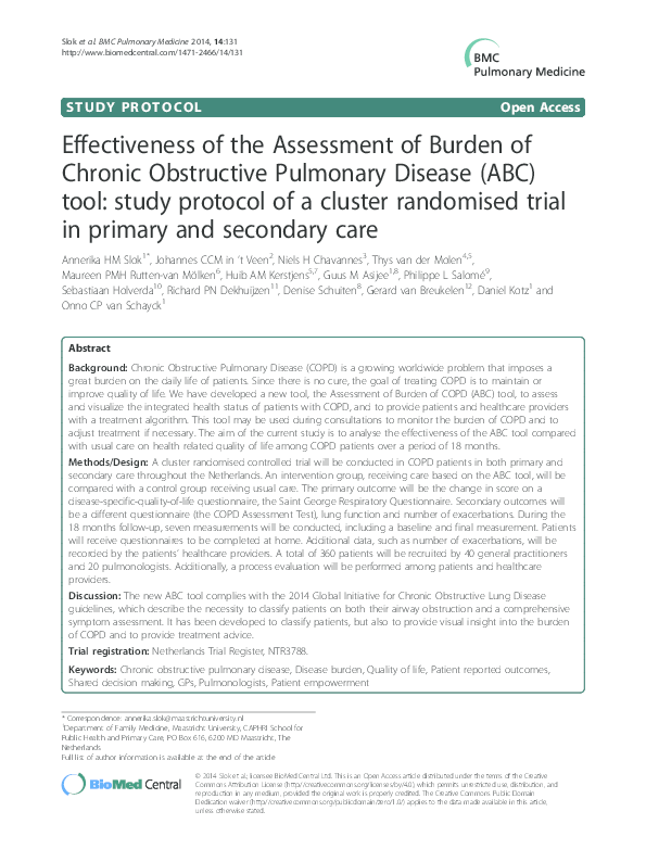 (PDF) Effectiveness of the Assessment of Burden of Chronic Obstructive Pulmonary Disease (ABC ...