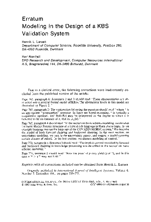 (PDF) Erratum modeling in the design of a KBS validation system ...