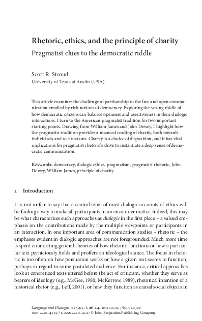(PDF) Rhetoric, Ethics, and the Principle of Charity: Pragmatist Clues ...