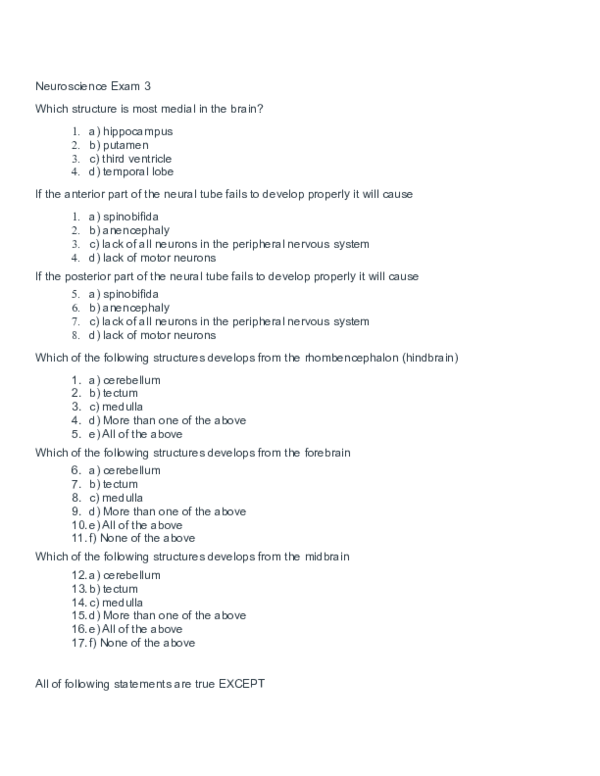 (DOC) Neuroscience Exam