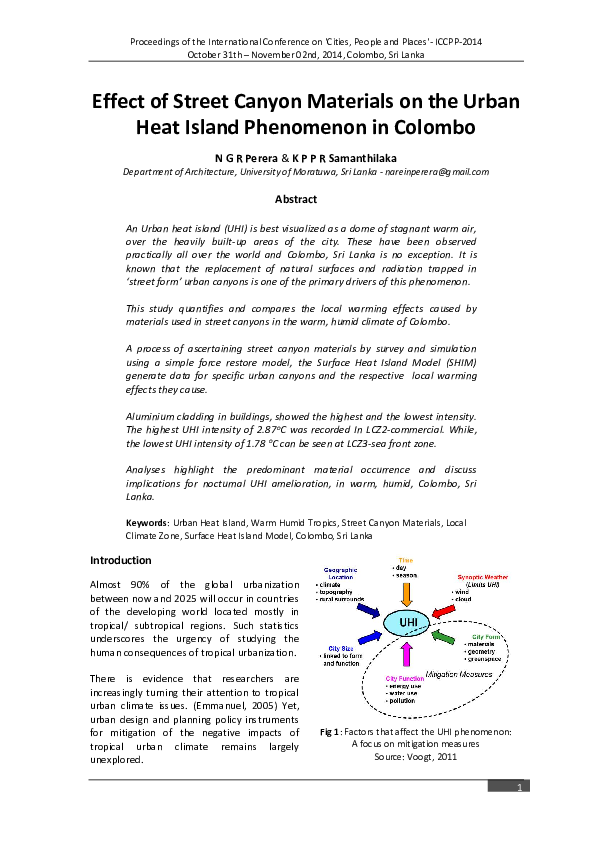 (PDF) Effect of Street Canyon Materials on the Urban Heat Island ...