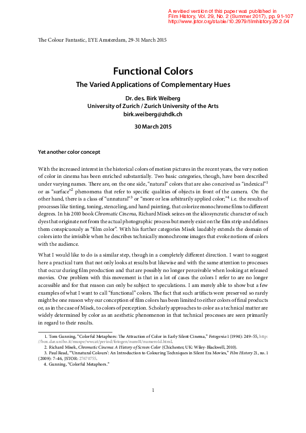 (PDF) Functional Colors: The Varied Applications of Complementary Hues