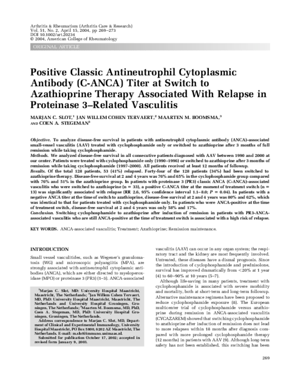 (PDF) Positive classic antineutrophil cytoplasmic antibody (C-ANCA ...