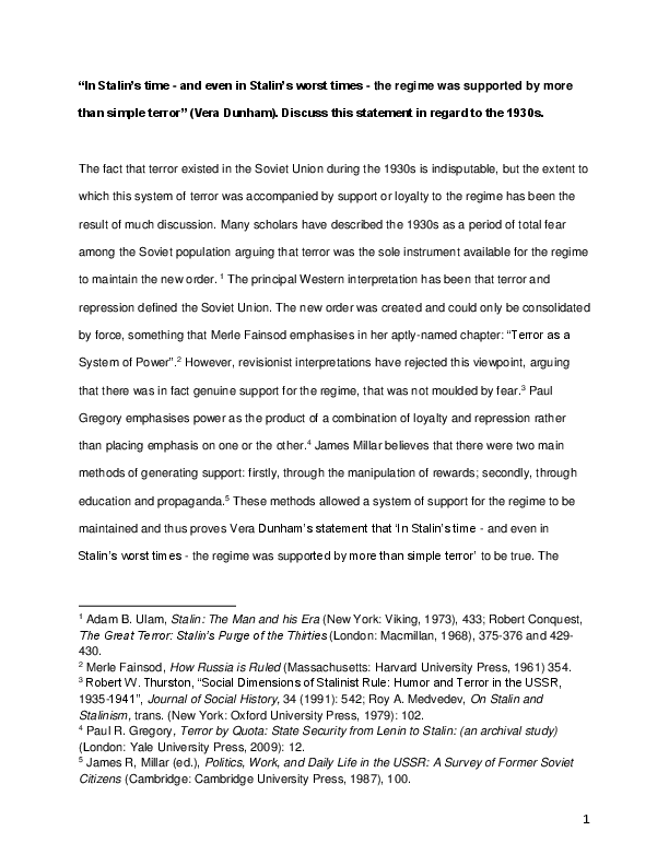 (DOC) Research Essay: Stalin's Terror