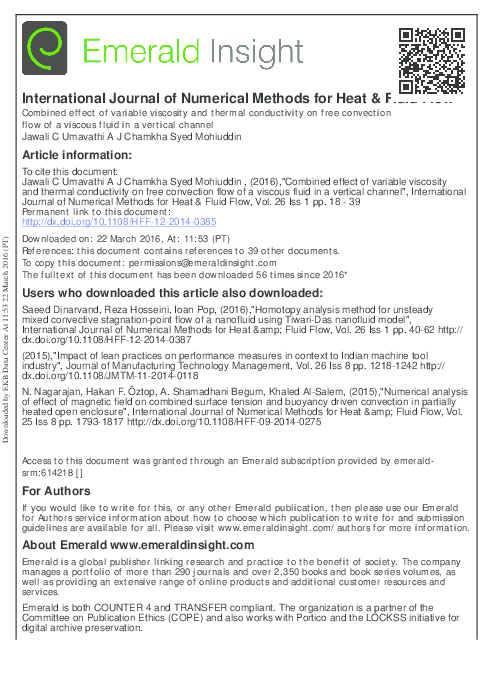 Pdf Combined Effect Of Variable Viscosity And Thermal Conductivity Pdf