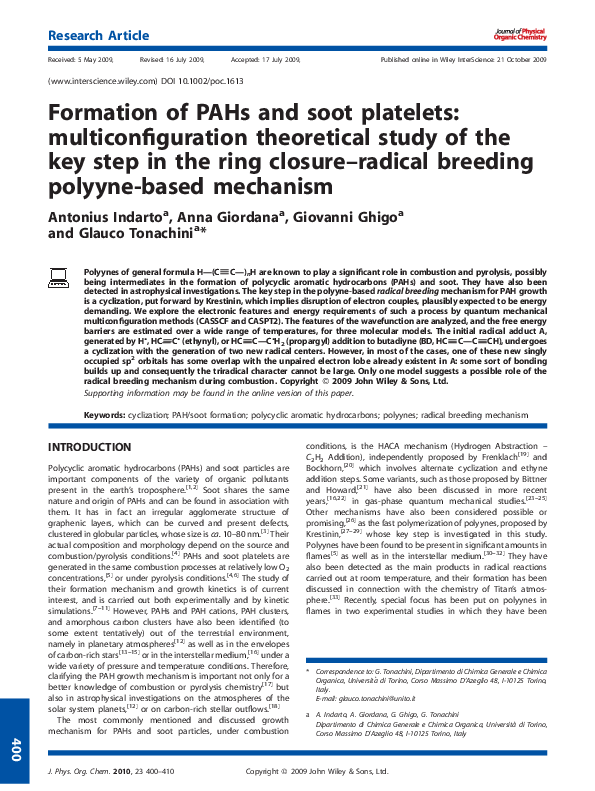 (PDF) Formation of PAHs and soot platelets: multiconfiguration ...