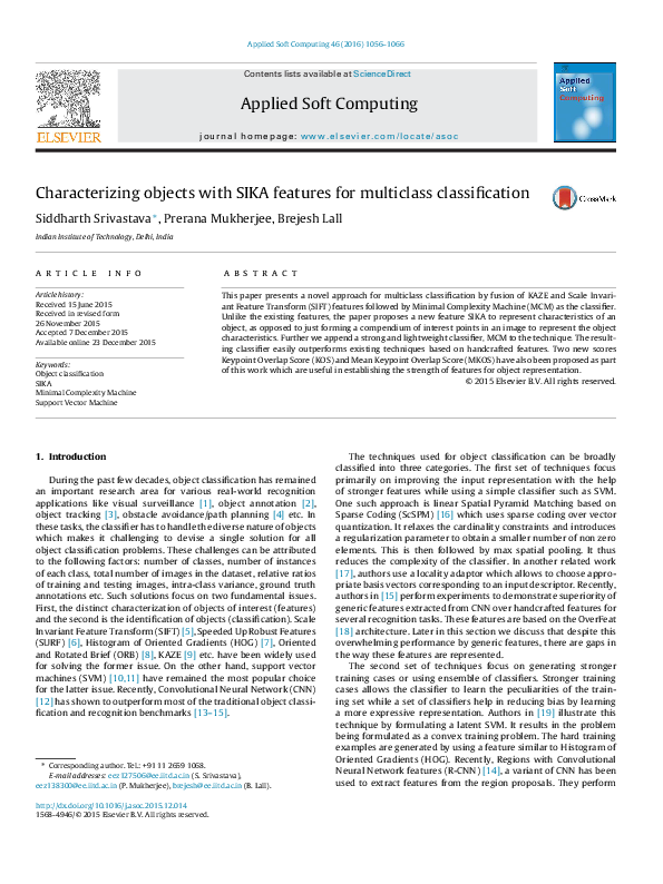 (PDF) Characterizing objects with SIKA features for multiclass classification