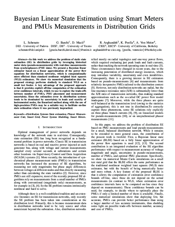 Pdf Bayesian Linear State Estimation Using Smart Meters And Pmus