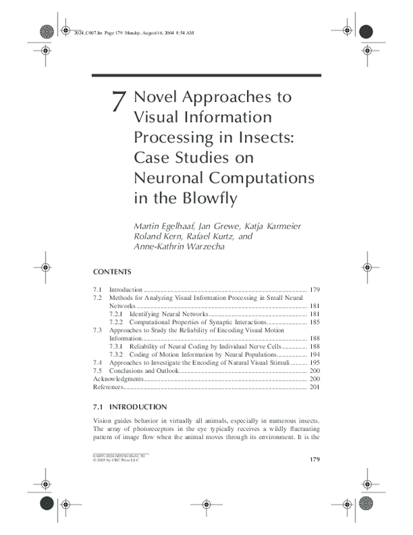(PDF) Novel Approaches to Visual Information Processing in Insects