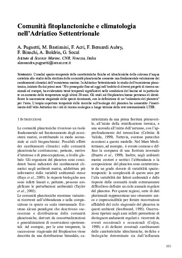 (PDF) Comunità fitoplanctoniche e climatologia nell'Adriatico ...